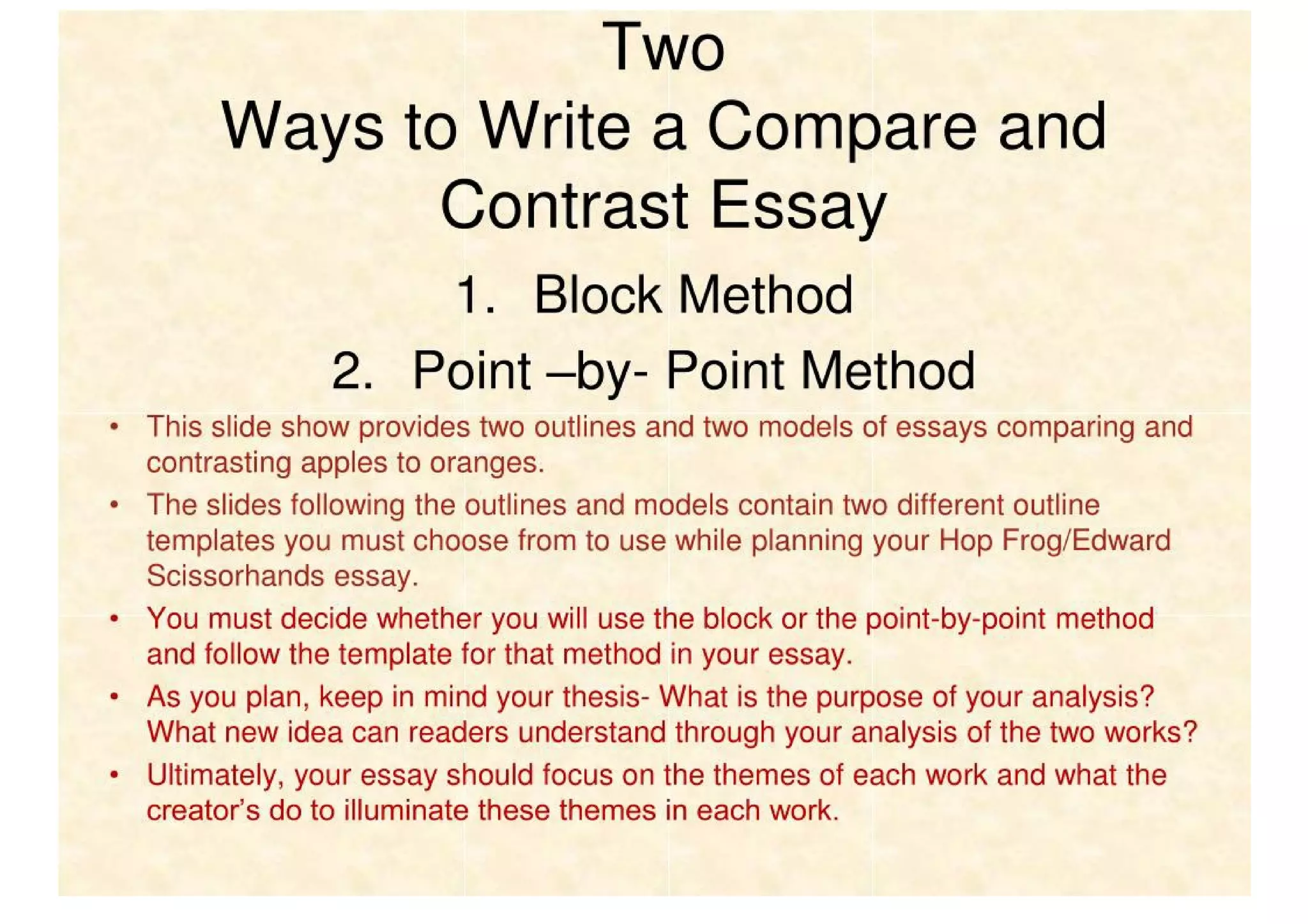 Two Ways To Write A Compare And Contrast Essay | PDF