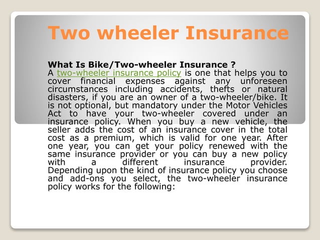 Two wheeler insurance | PPT