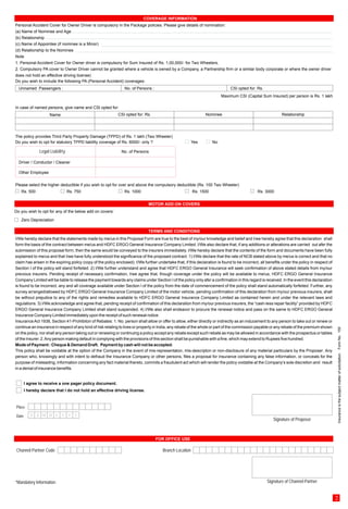 Two Wheeler Insurance Format - HDFC ERGO | PDF