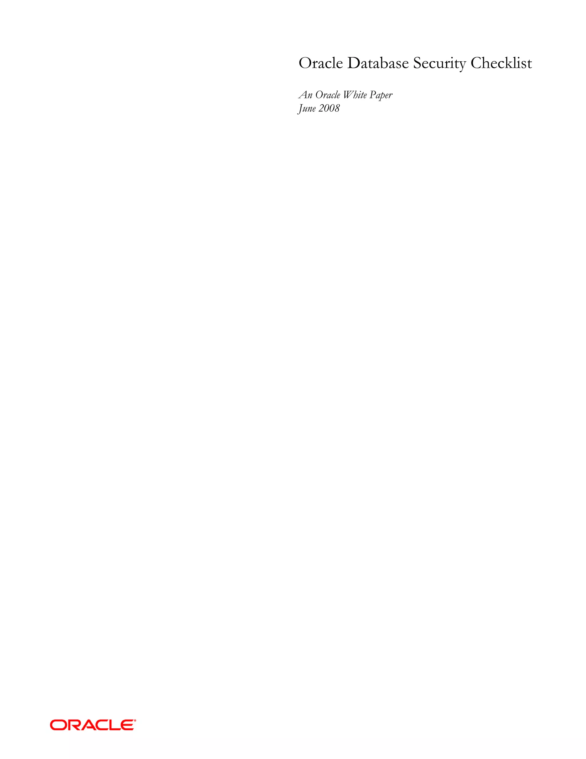 Security Checklist Database Pdf
