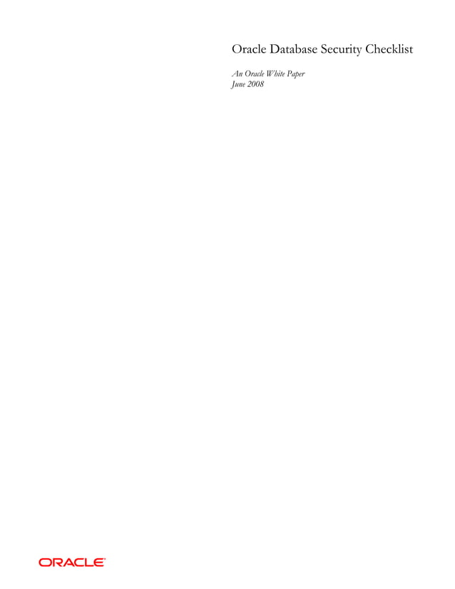 Security Checklist Database Pdf