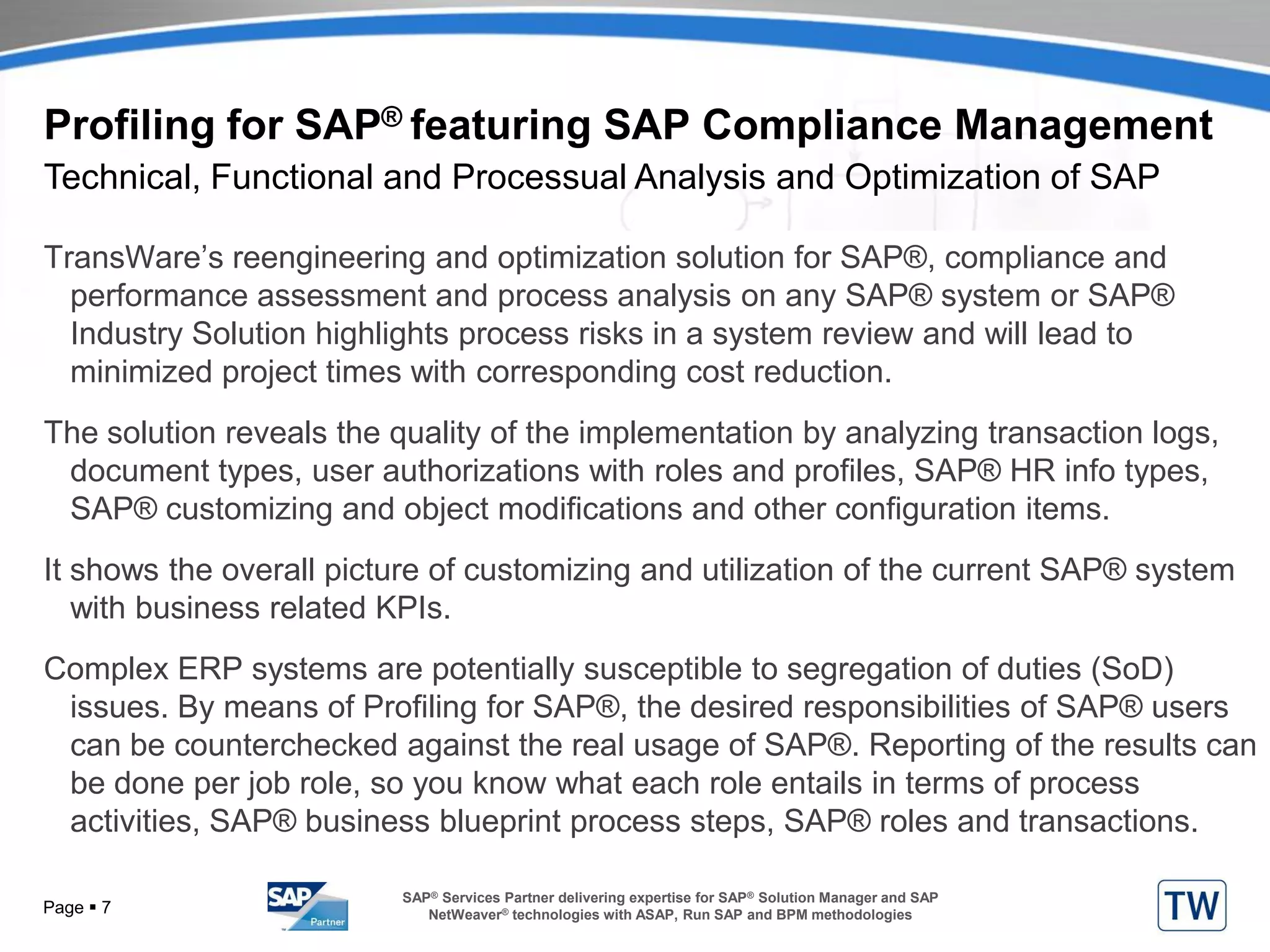 Profiling for SAP - Compliance Management, Access Control and ...