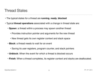 Operating Systems 1 (7/12) - Threads | PDF