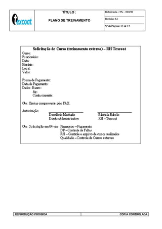 Tx 018-01 plano de treinamento | DOC