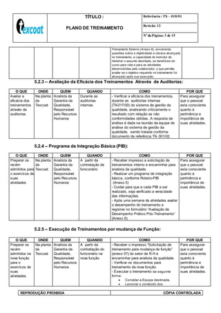 Tx 018-01 plano de treinamento | DOC