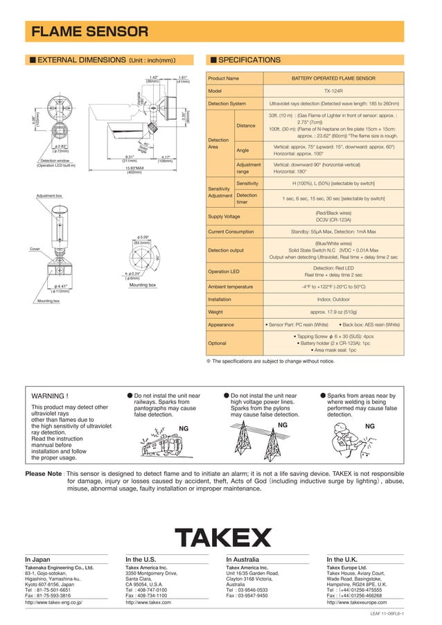 Takex TX-124R Data Sheet | PDF