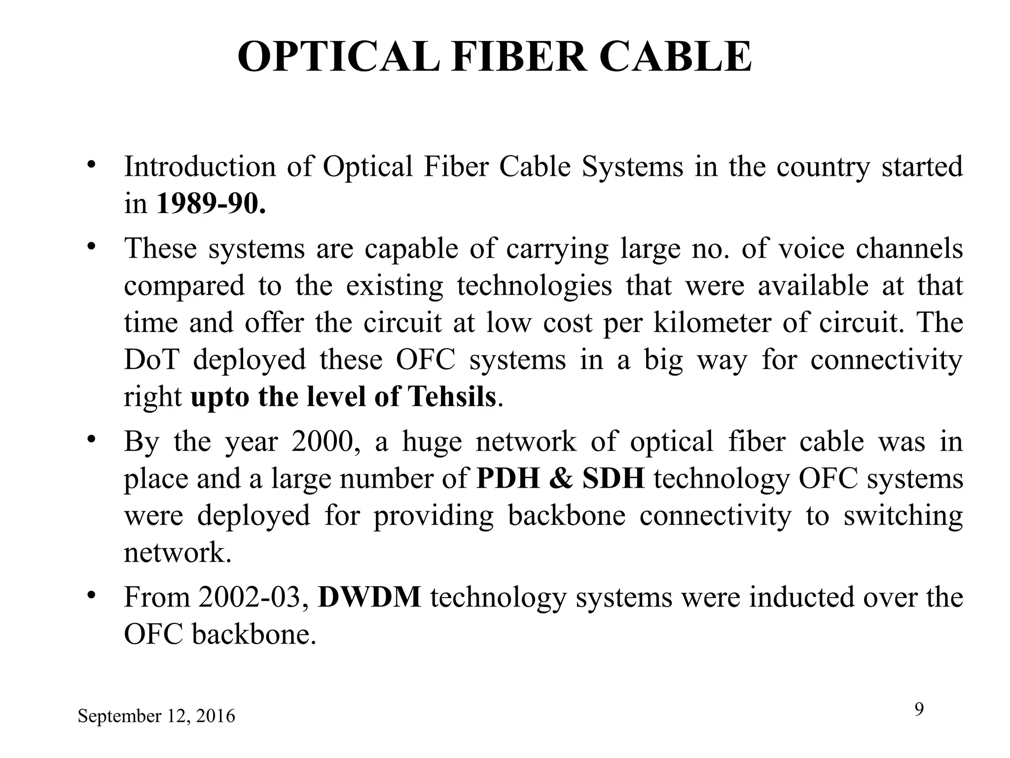 Over view of Transmission Technologies & Optical Fiber Communication | PPT