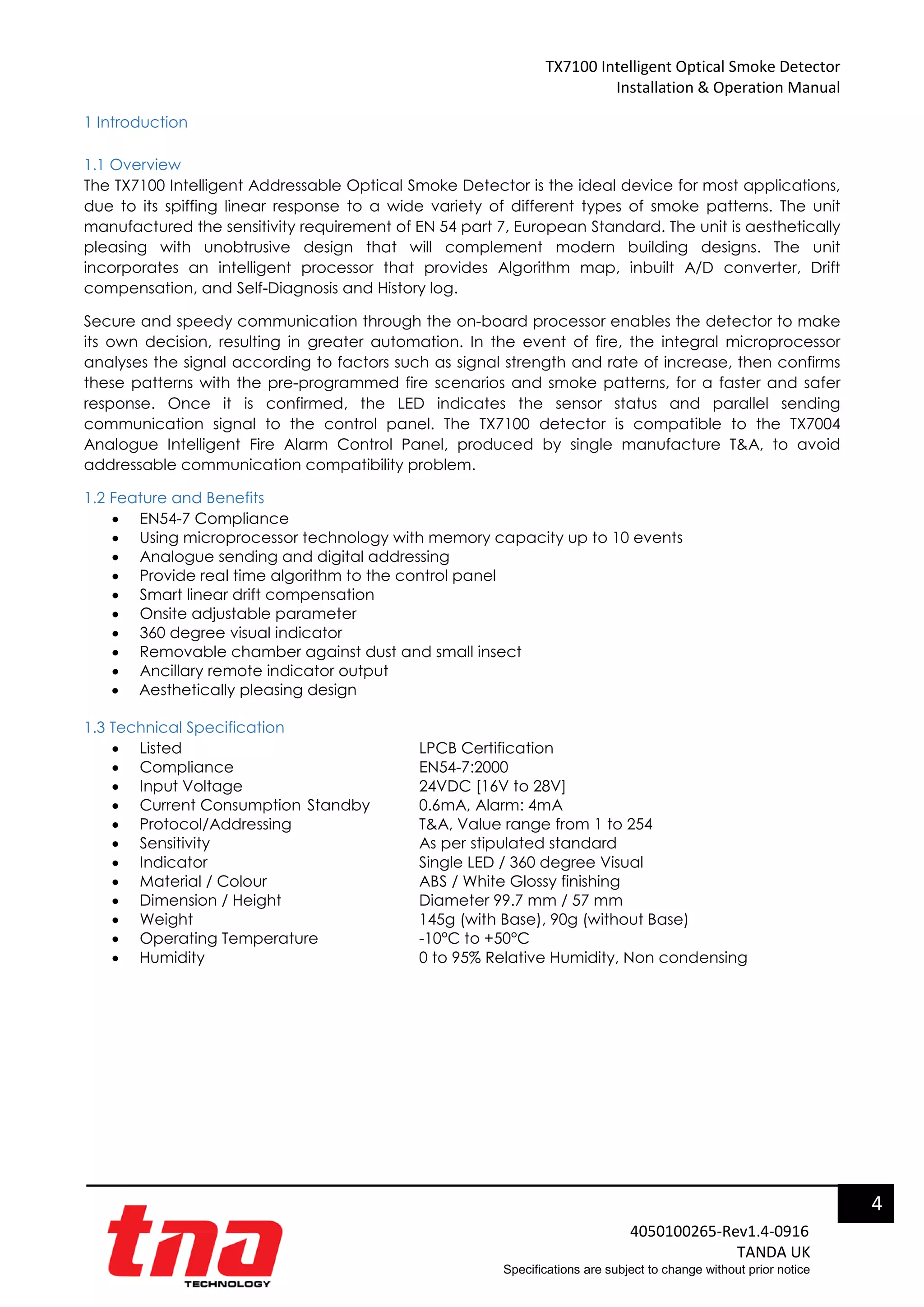 Tx7100 smoke detector | PDF
