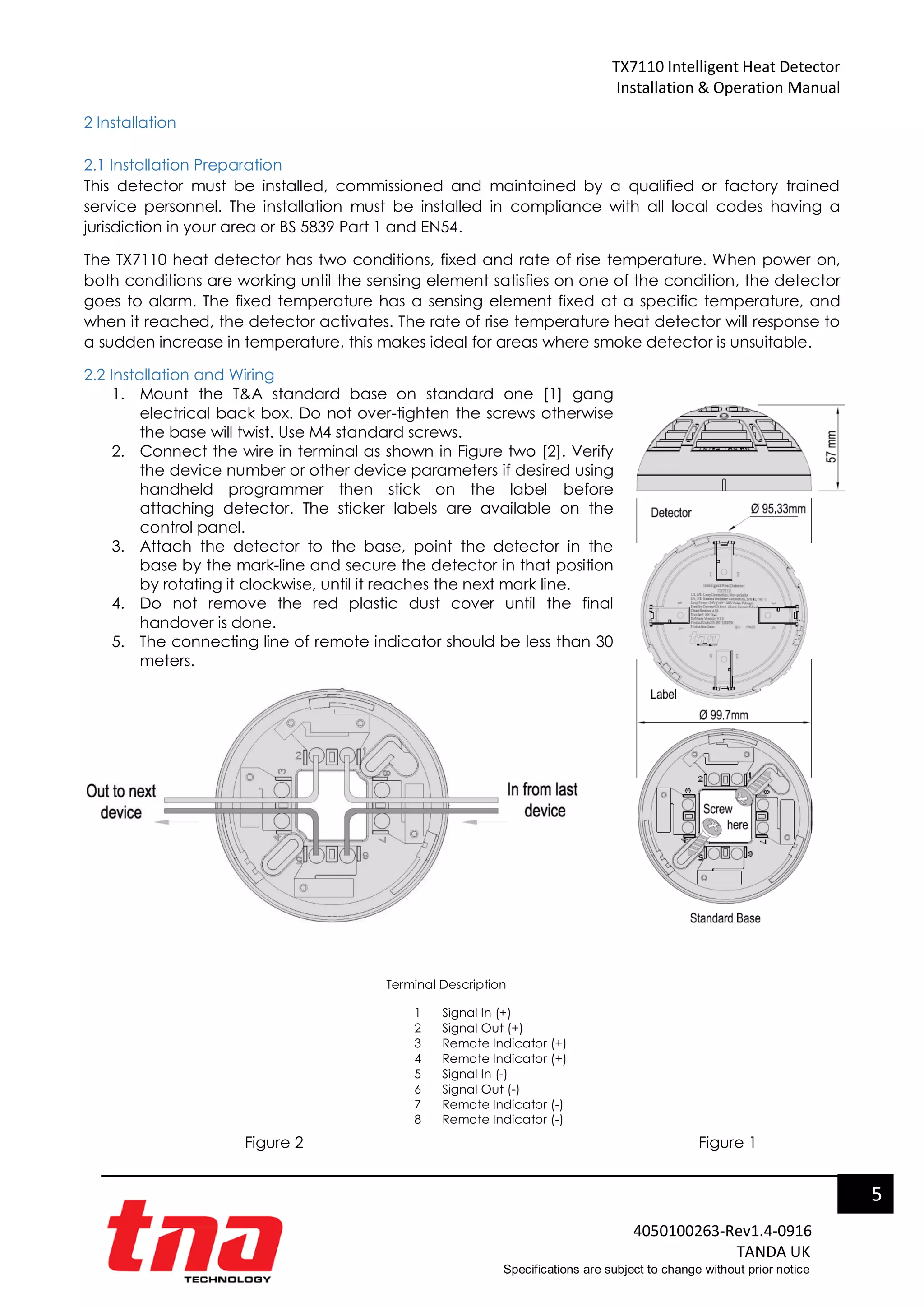 Tx7110 heat detector | PDF