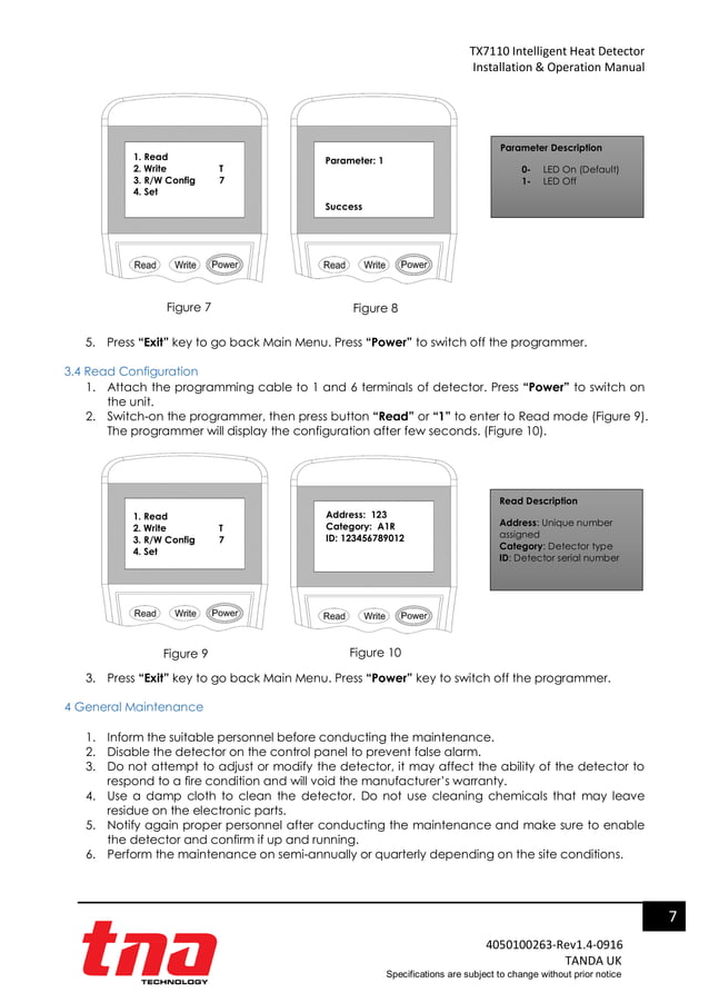 Tx7110 heat detector | PDF