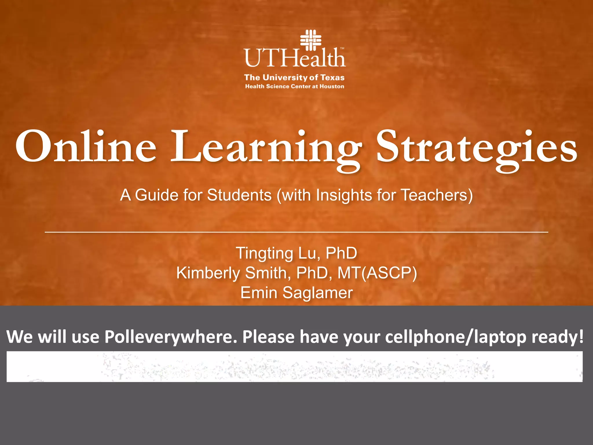 TxDLA 2018 presentation - Online Learning Strategies and Student Orientation | PDF