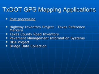 Tx dot gps applications fuegner | PPT