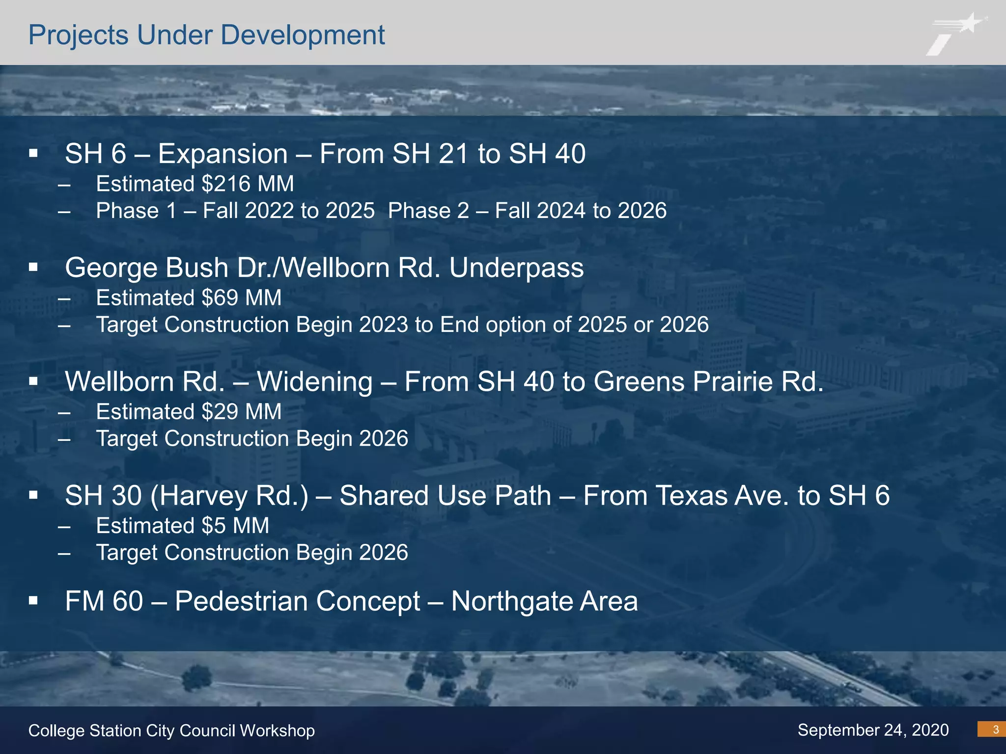 TxDOT Projects in College Station | PPT
