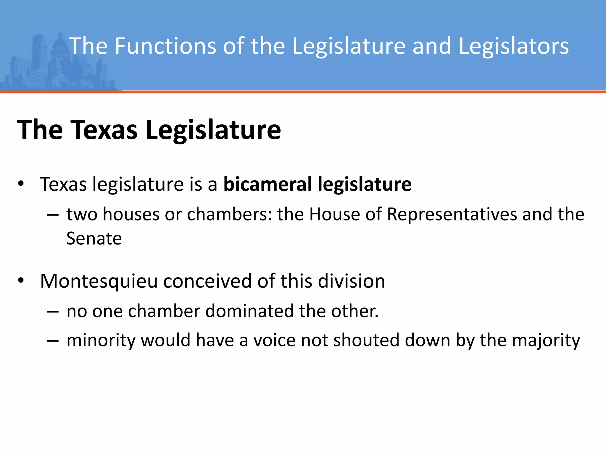 Texas Government Ch 7 - The Texas Legislature | PPTX