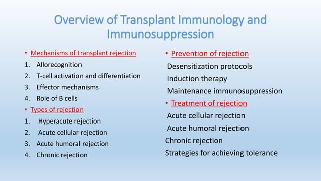 TRANSPLANT IMMUNOLOGY | PPTX | Medical Health