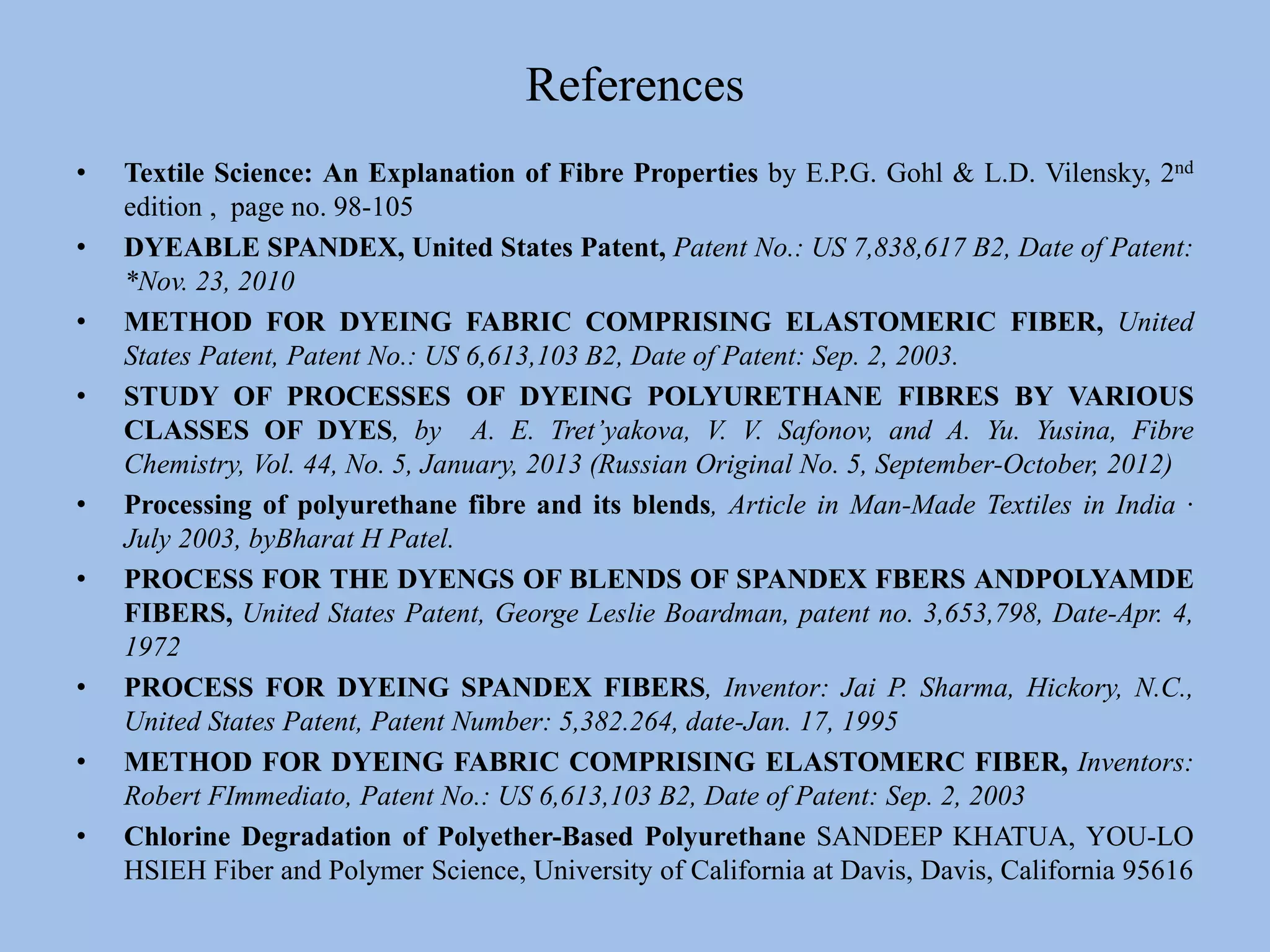 DYEING OF ELASTIC FIBRES ( DYEING OF SPANDEX,LYCRA,POLY-EURATHANES) | PPTX