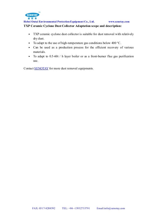 TXP Ceramic Cyclone Dust Collector | PDF