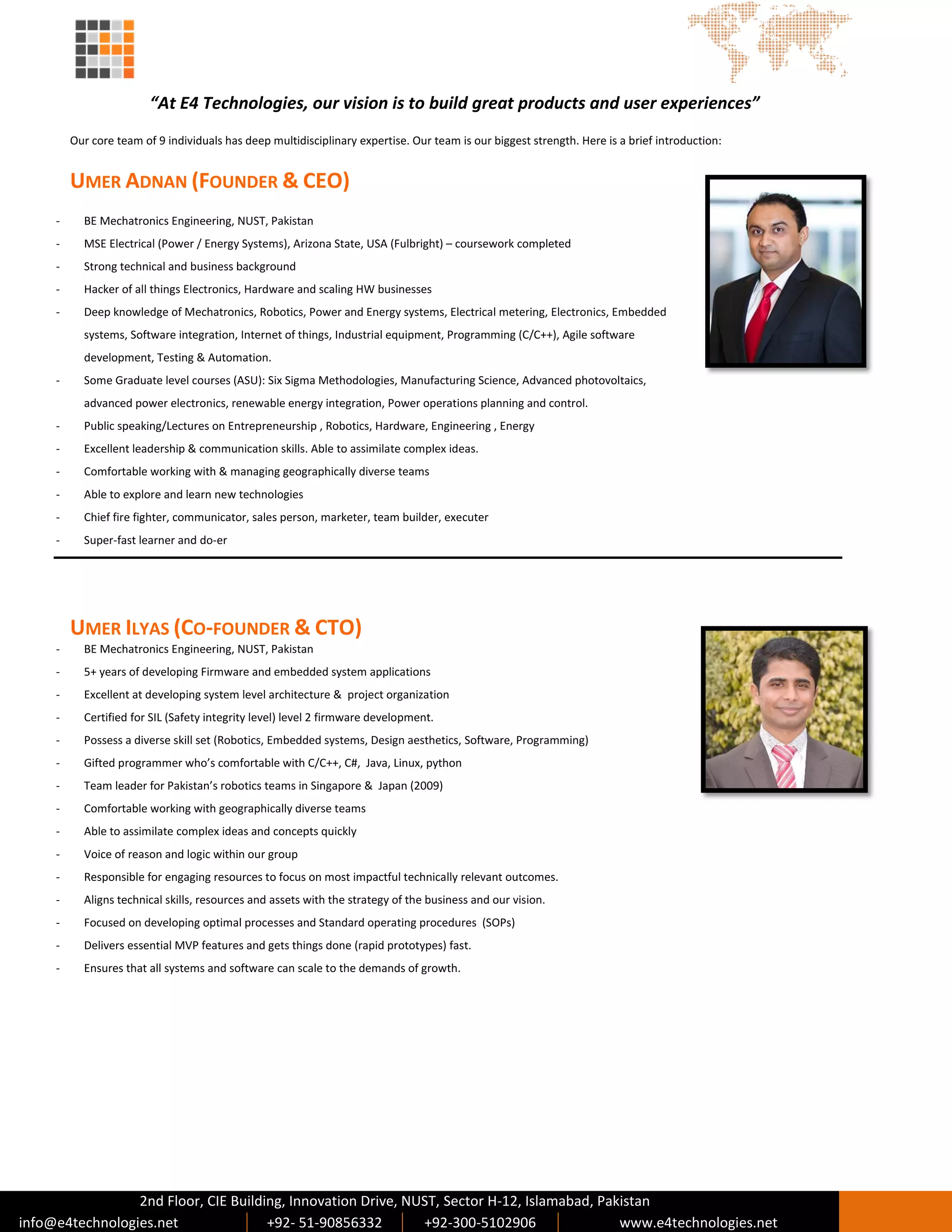 Team - E4 Technologies | PDF