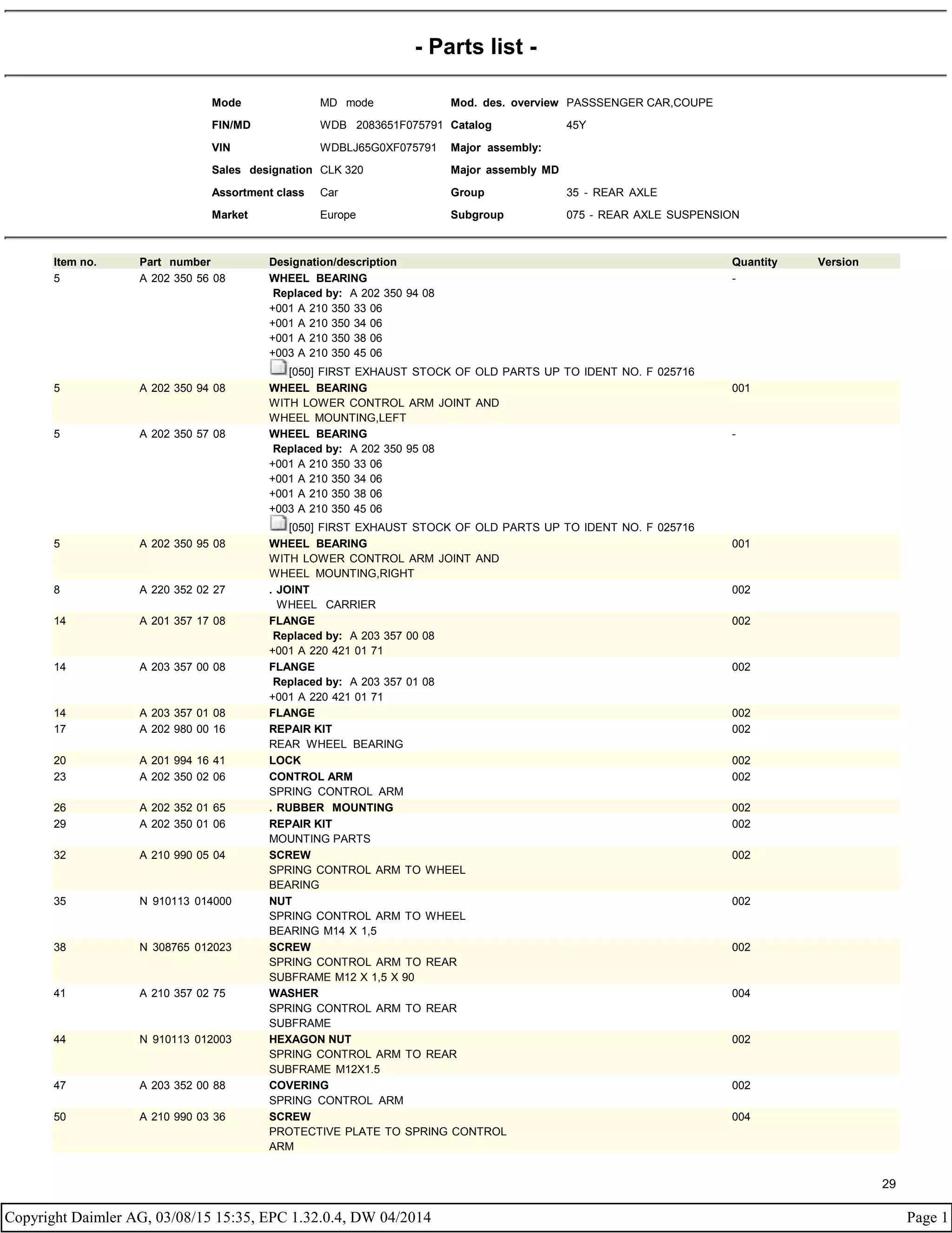 Mercedes benz w208 clk 320 epc contents | PDF