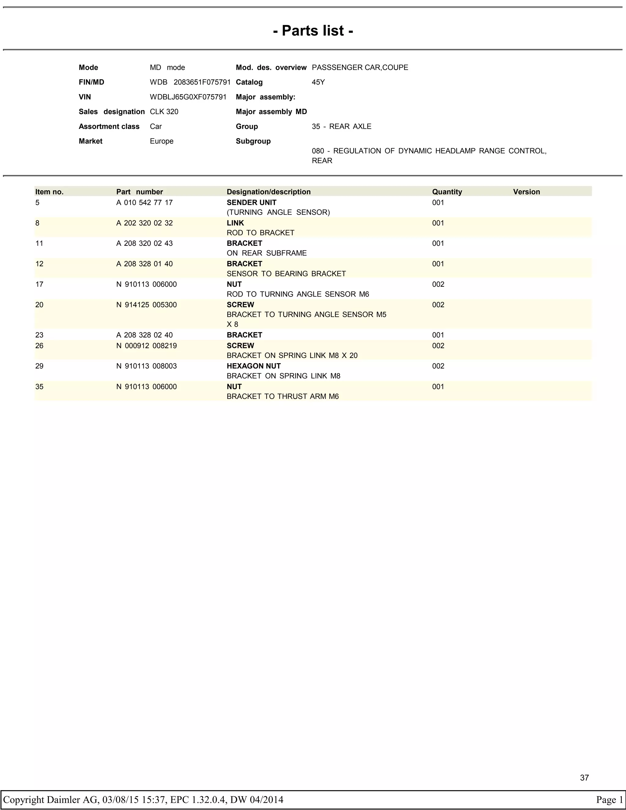 Mercedes benz w208 clk 320 epc contents | PDF