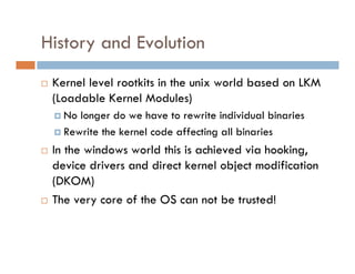 CarolinaCon 2008 Rootkits Then and Now | PDF | Operating Systems | Computer Software and ...