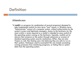 CarolinaCon 2008 Rootkits Then and Now | PDF | Operating Systems | Computer Software and ...
