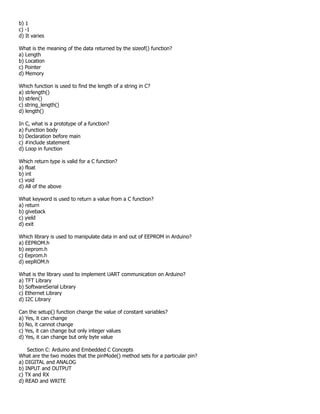 Embedded C Programming O Level, C Level students, and diploma holder | PDF