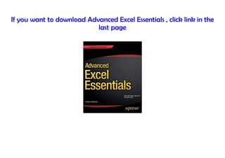 [PDF] Advanced Excel Essentials | PPT
