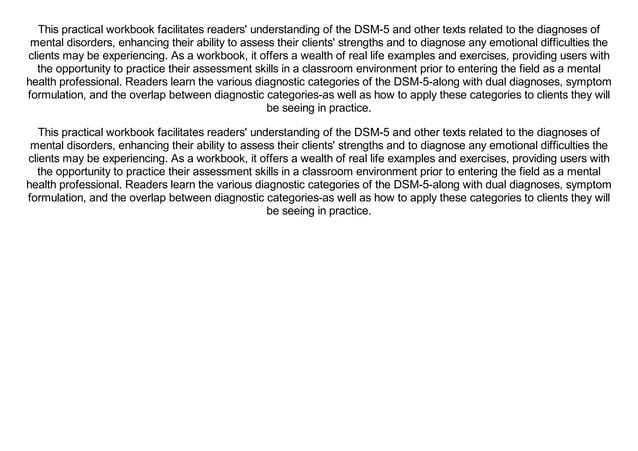 [PDF] Clinical Assessment Workbook: Balancing Strengths and ...