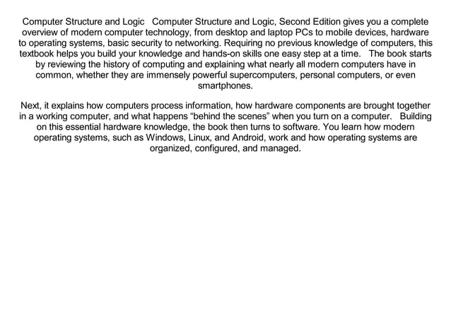 Pdf~ Computer Structure And Logic 2nd Edition Ppt 0969