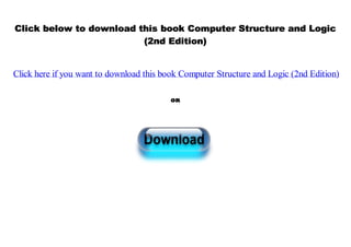 [#PDF~] Computer Structure and Logic (2nd Edition) | PDF