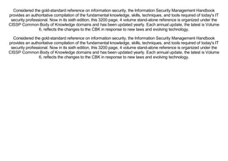 [PDF] Information Security Management Handbook, 6th Edition | PDF