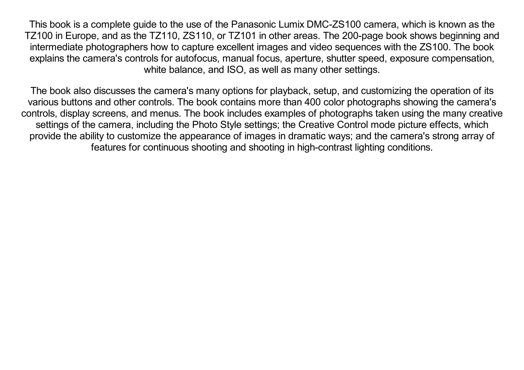 [PDF] Photographer's Guide to the Panasonic ZS100/TZ100 | PDF
