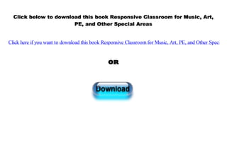 [Doc] Responsive Classroom for Music, Art, PE, and Other Special Areas ...