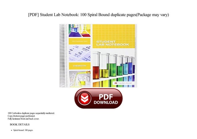 [Txt] student lab notebook 100 spiral bound duplicate pages(package may ...