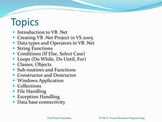 Ty bca-sem-v-introduction to vb.net-i-uploaded | PPTX