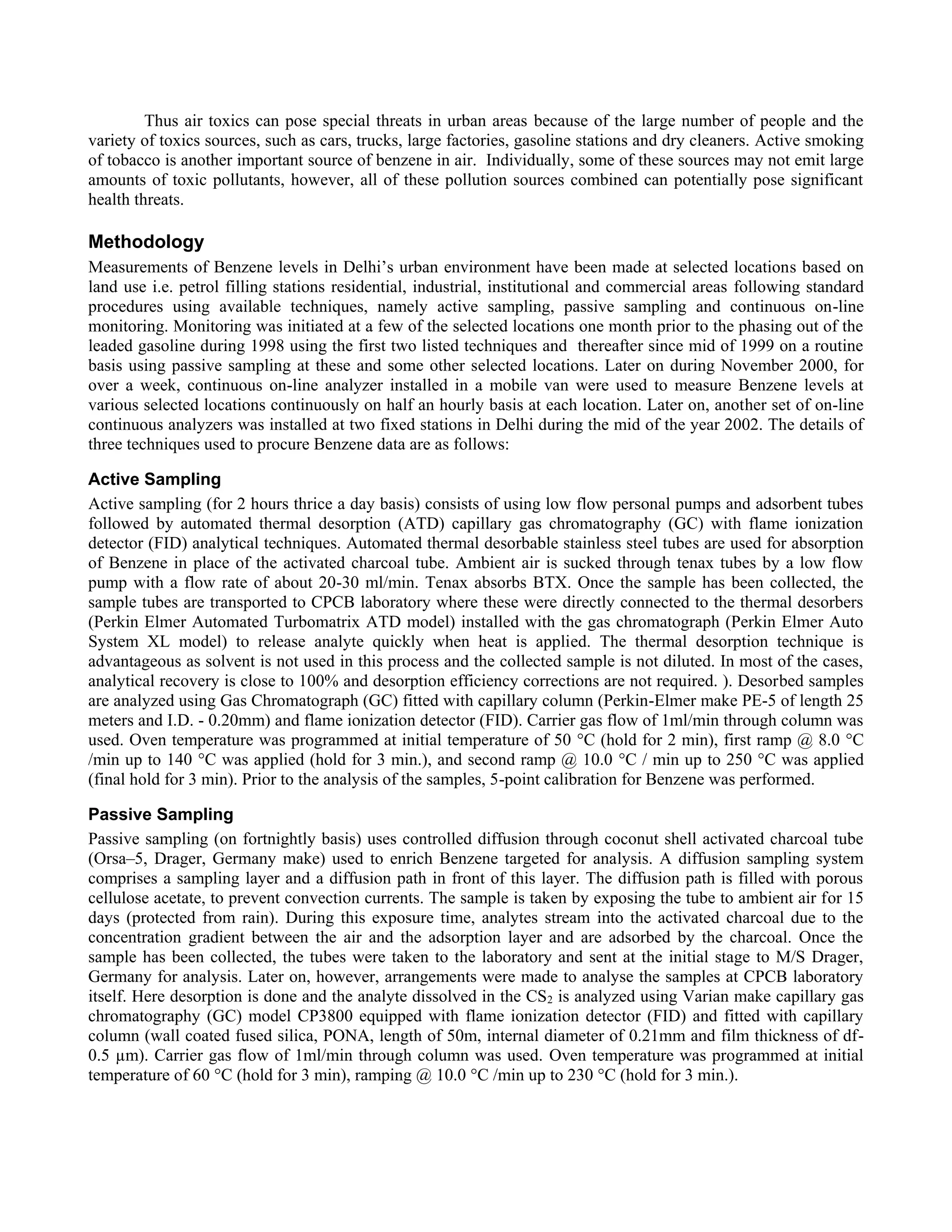 Monitoring, Assessment, Status And Management Of Benzene Pollution In ...