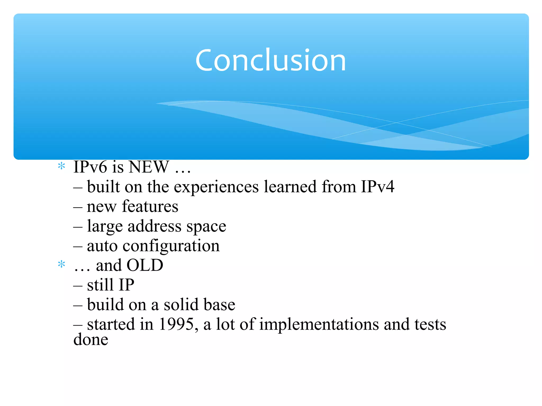 IPv6 next generation protocol | PPT