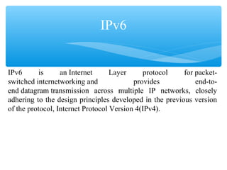 IPv6 next generation protocol | PPT