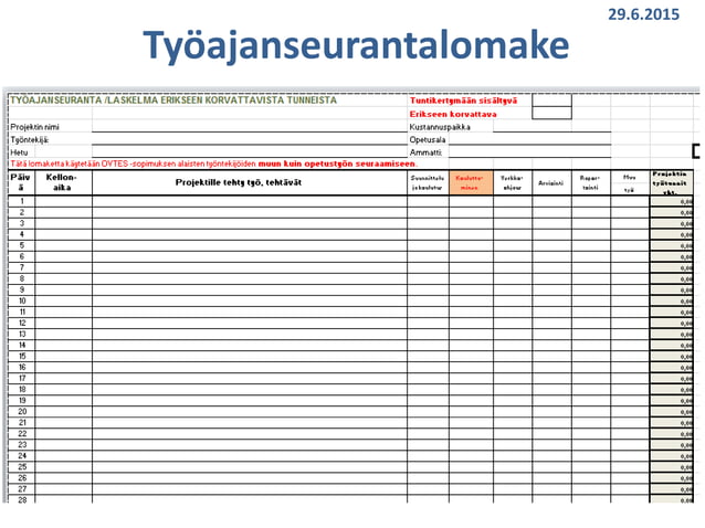 Työajanseurantalomake | PPT