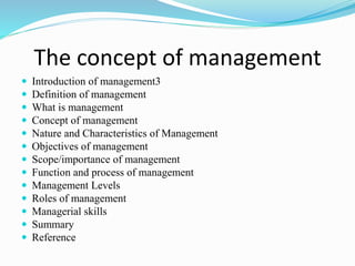 The concept of management / Tayyaba Khalid | PPTX