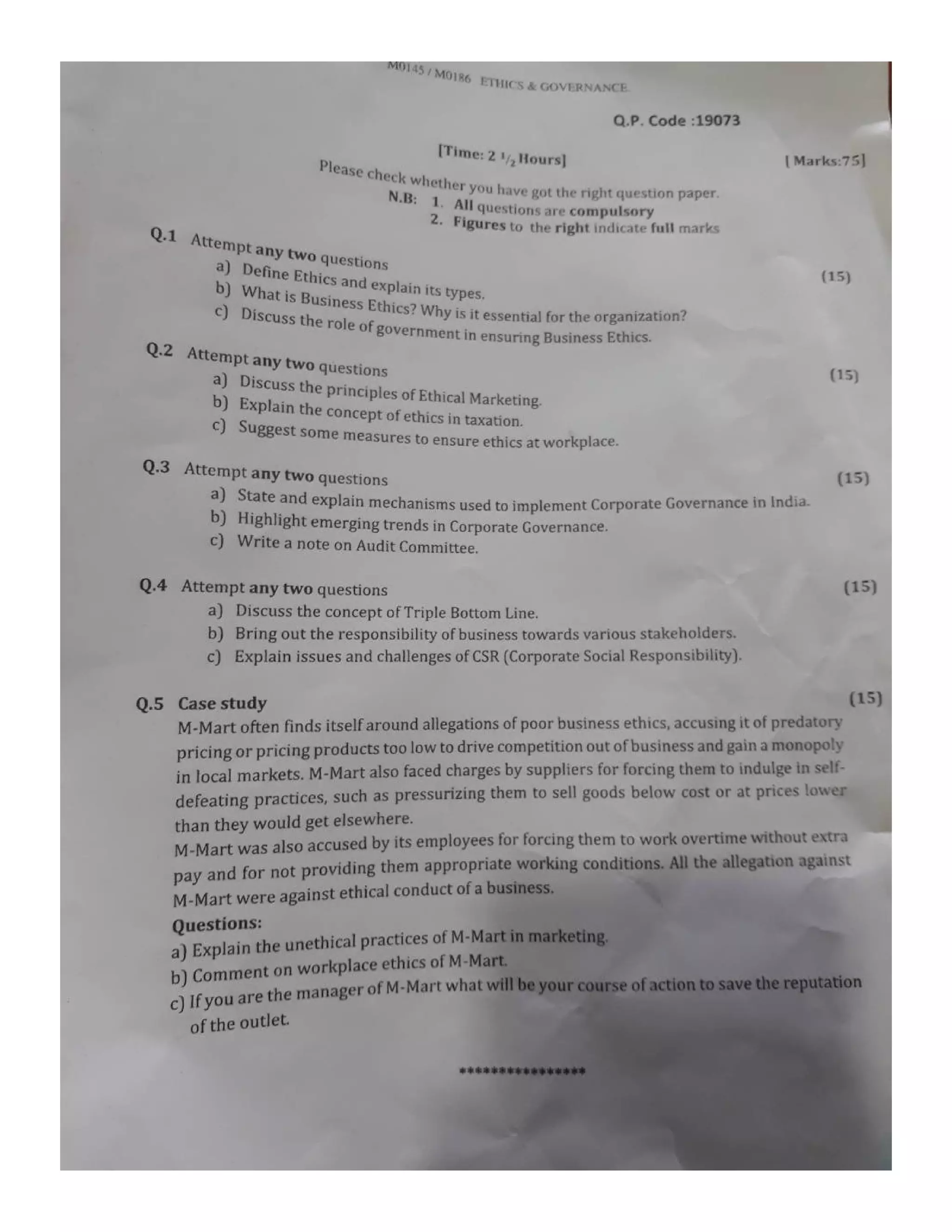 TYBMS SEM - 5 NOVEMBER 2017-18 - (HUMAN RESOURCE) Question papers | PDF