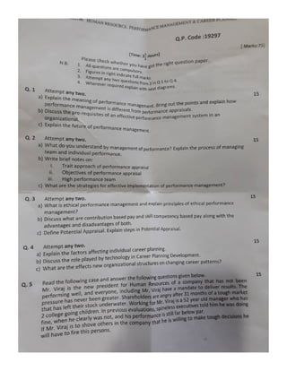 TYBMS SEM - 5 NOVEMBER 2017-18 - (HUMAN RESOURCE) Question papers | PDF