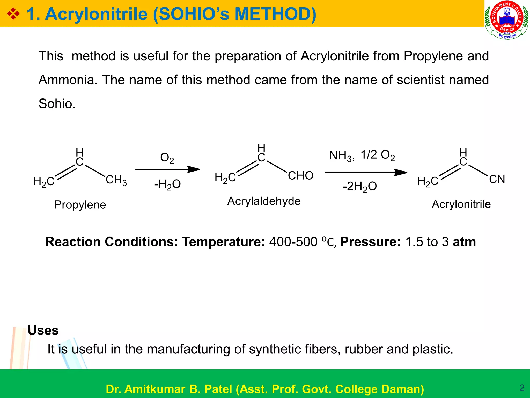 Manufacture and Uses of Acrylonitrile and Bisphenol-A | PPT