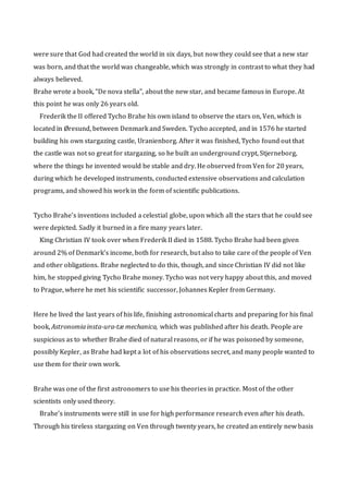 Tycho Brahe, Denmark | DOCX