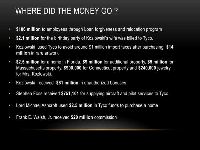 Tyco Scam | PPTX | Business Accounting & Finance | Business