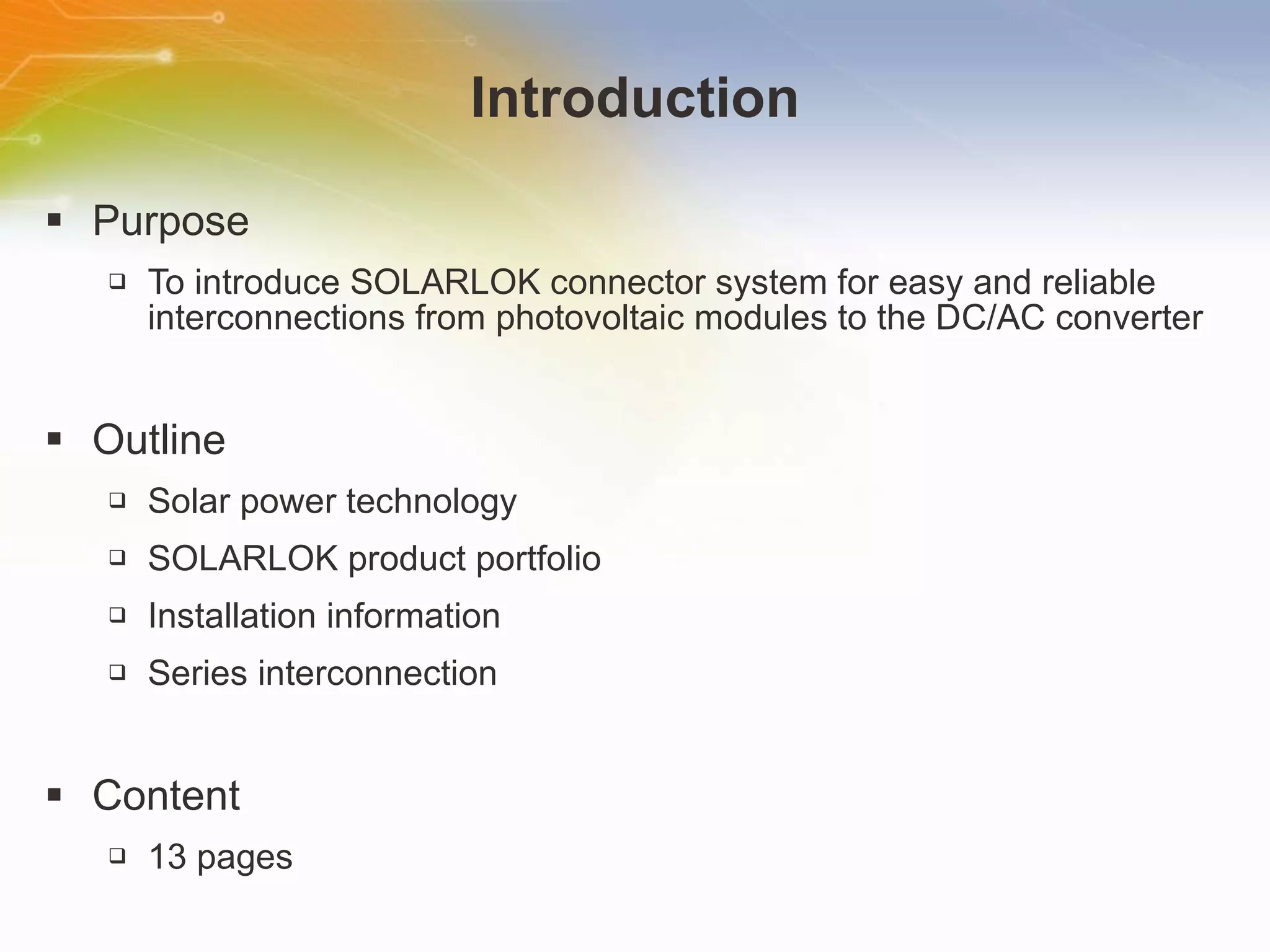 SOLARLOK Connector System | PPT