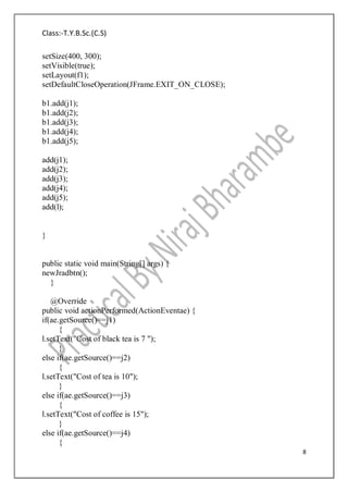 T.Y.B.S.CS Advance Java Practicals Sem 5 Mumbai University | PDF