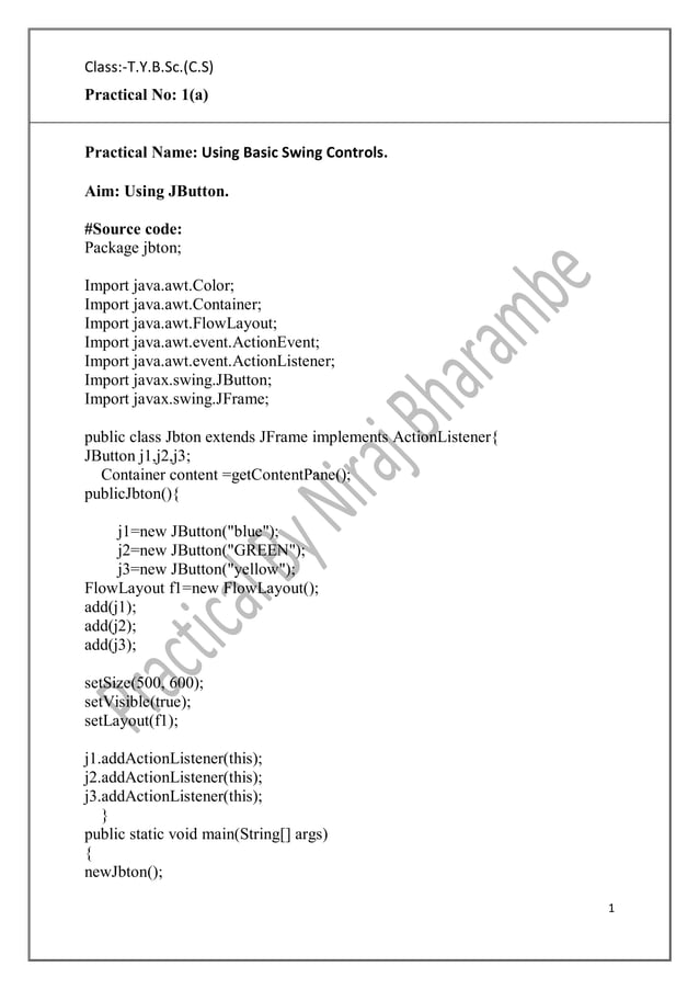 T.Y.B.S.CS Advance Java Practicals Sem 5 Mumbai University | PDF