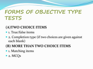 Objective Types of test... | PPTX